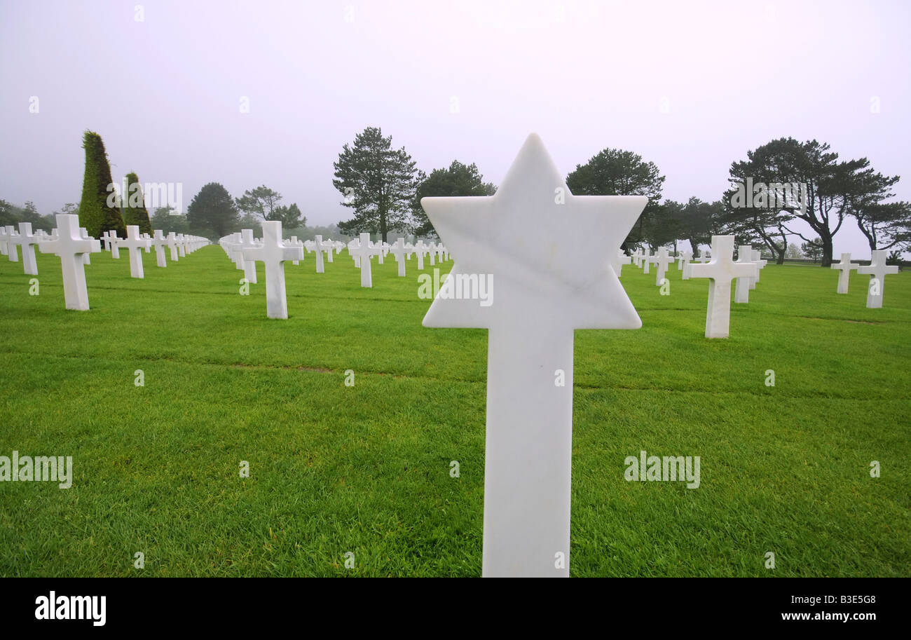 Normandy, France. Tombstone of a fallen Jewish U.S. Soldier at the ...