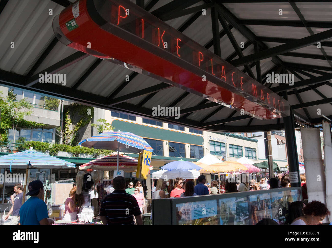 Visitors and tourists Pike Place Farmers Market Seattle Washington WA ...