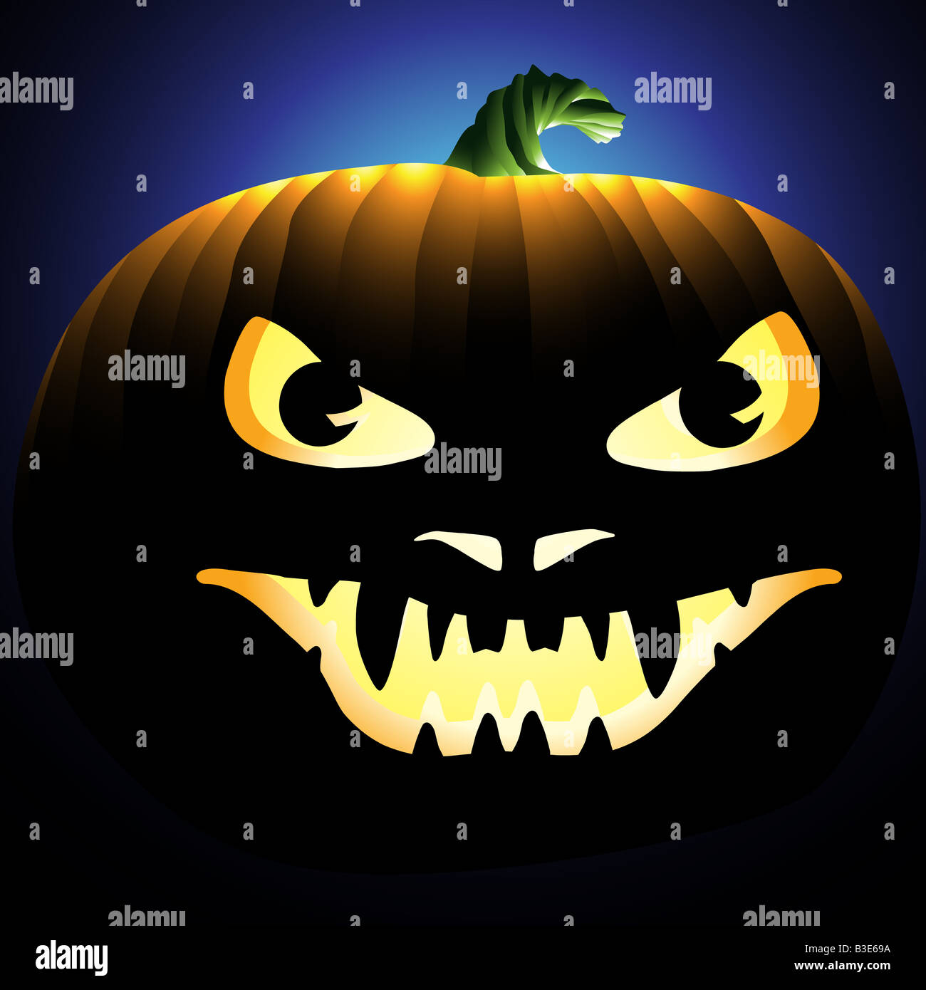 Illustration of a scary face carved into a pumpkin Stock Photo - Alamy