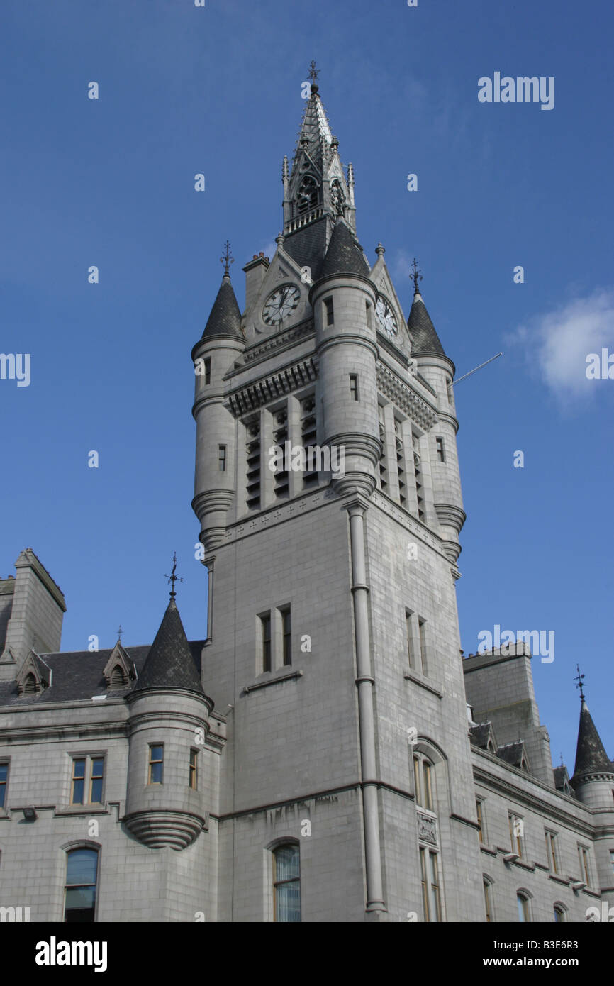 The clock tower of the Town Hall on Union Street, Castlegate, Aberdeen ...
