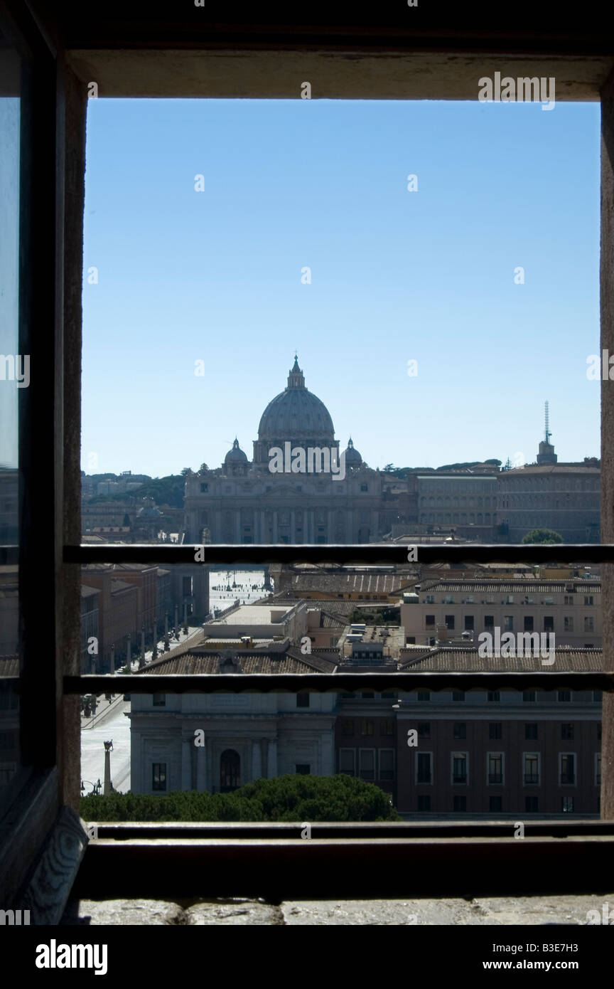 A view of Saint Peter's Basilica from a window, Rome, Italy Stock Photo ...