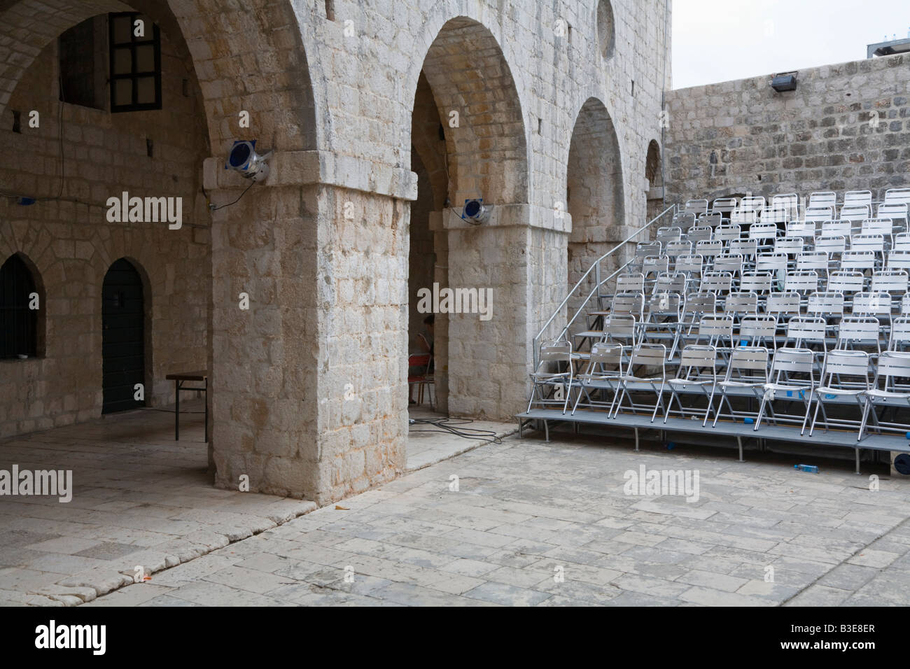 Lovrijenac Fort Inside Rows Of Seats Ready For Performance Stock Photo lovrijenac-fort-inside-rows-of-seats-ready-for-performance-stock-photo