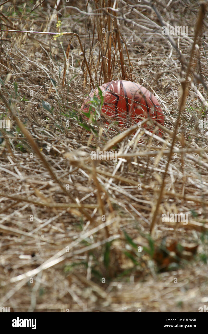 Soccer ball lost in garden hi-res stock photography and images - Alamy