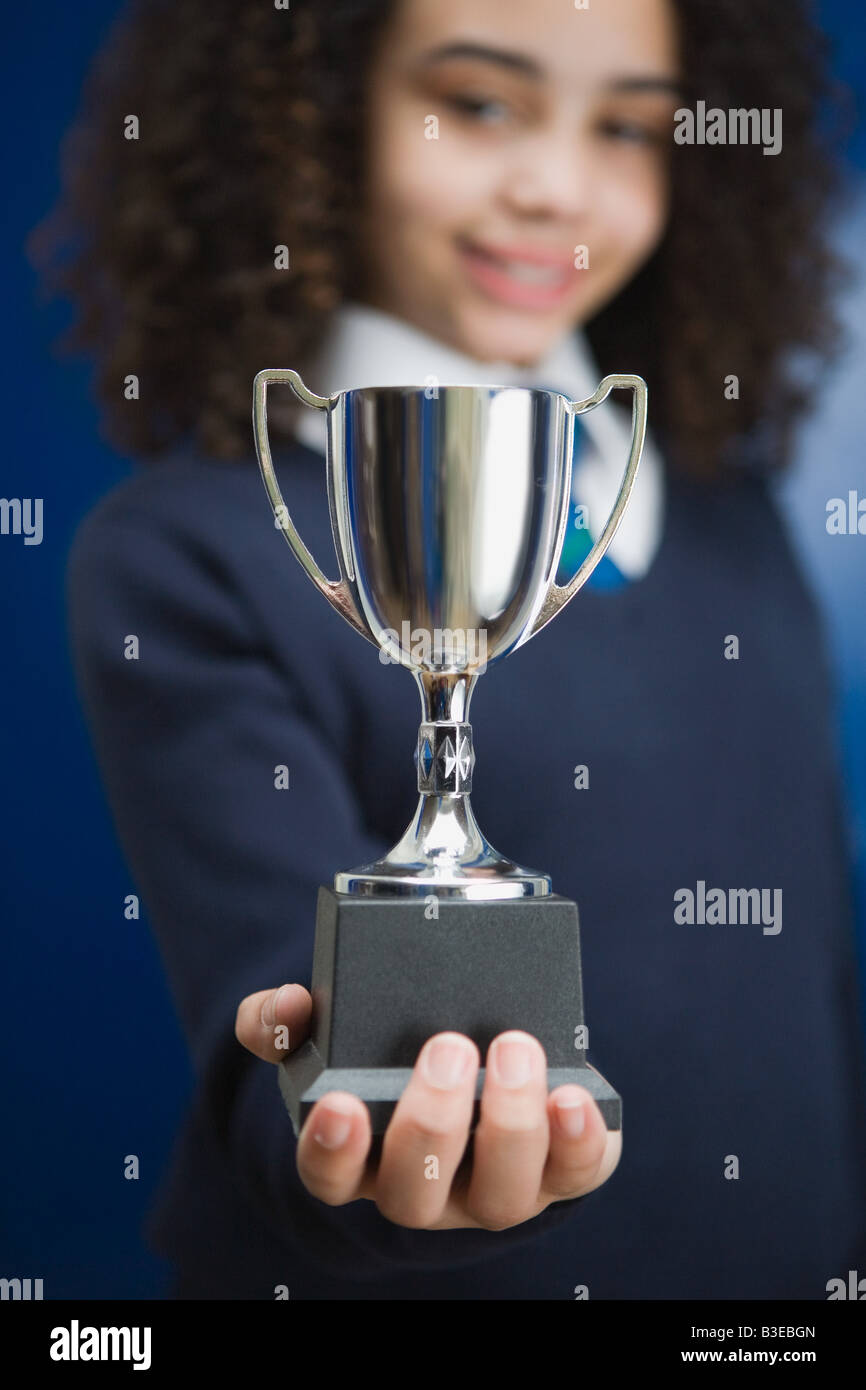 Girl with a trophy Stock Photo - Alamy