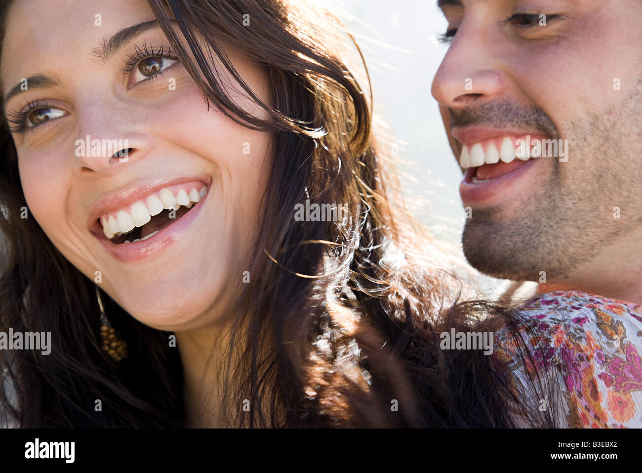 Two adult smiling close up crop hi-res stock photography and images - Alamy