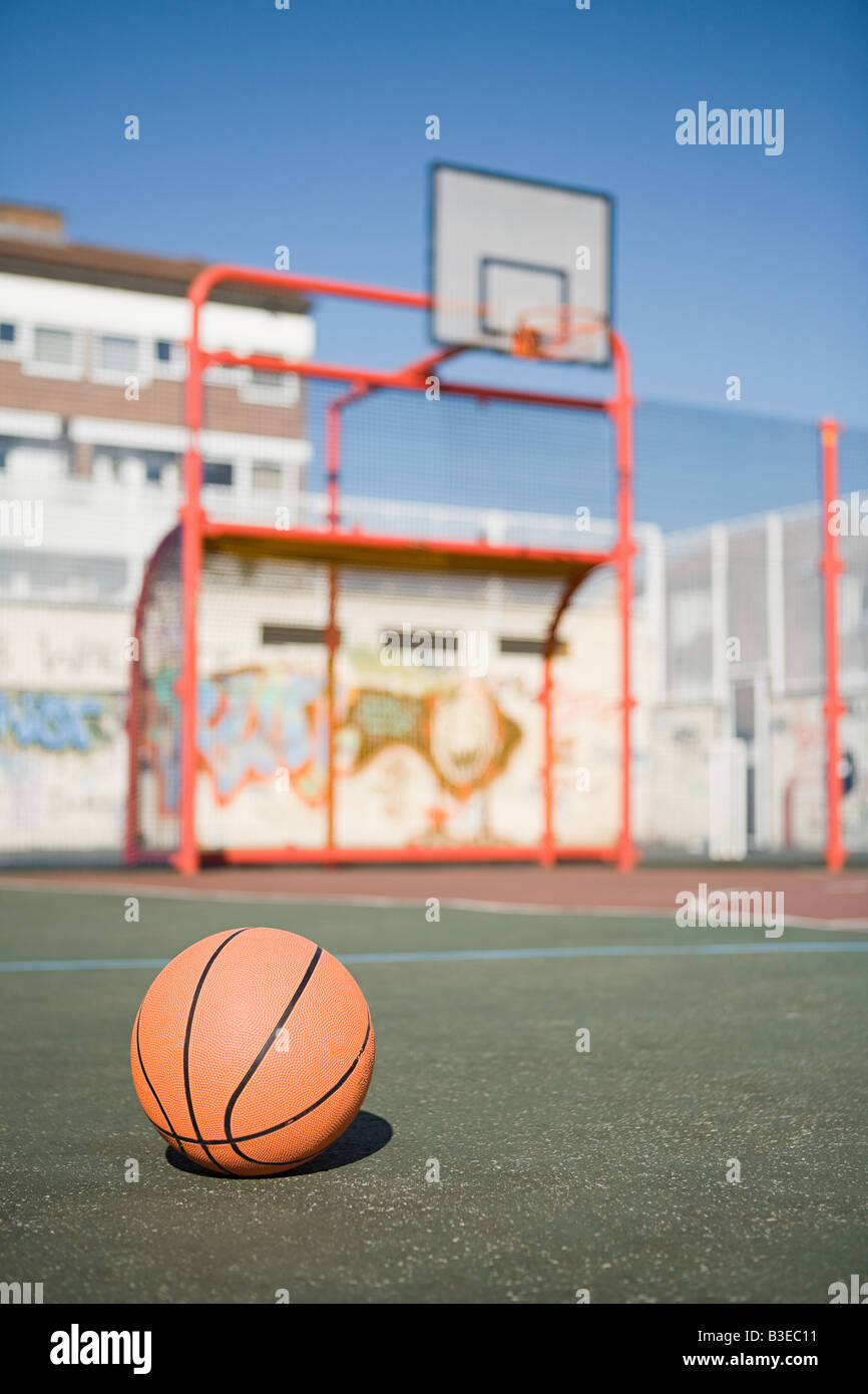 Basetball in court Stock Photo - Alamy