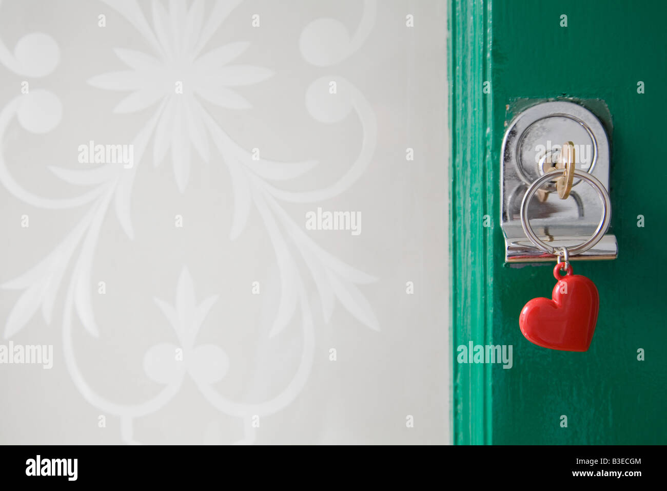Key in front door Stock Photo - Alamy