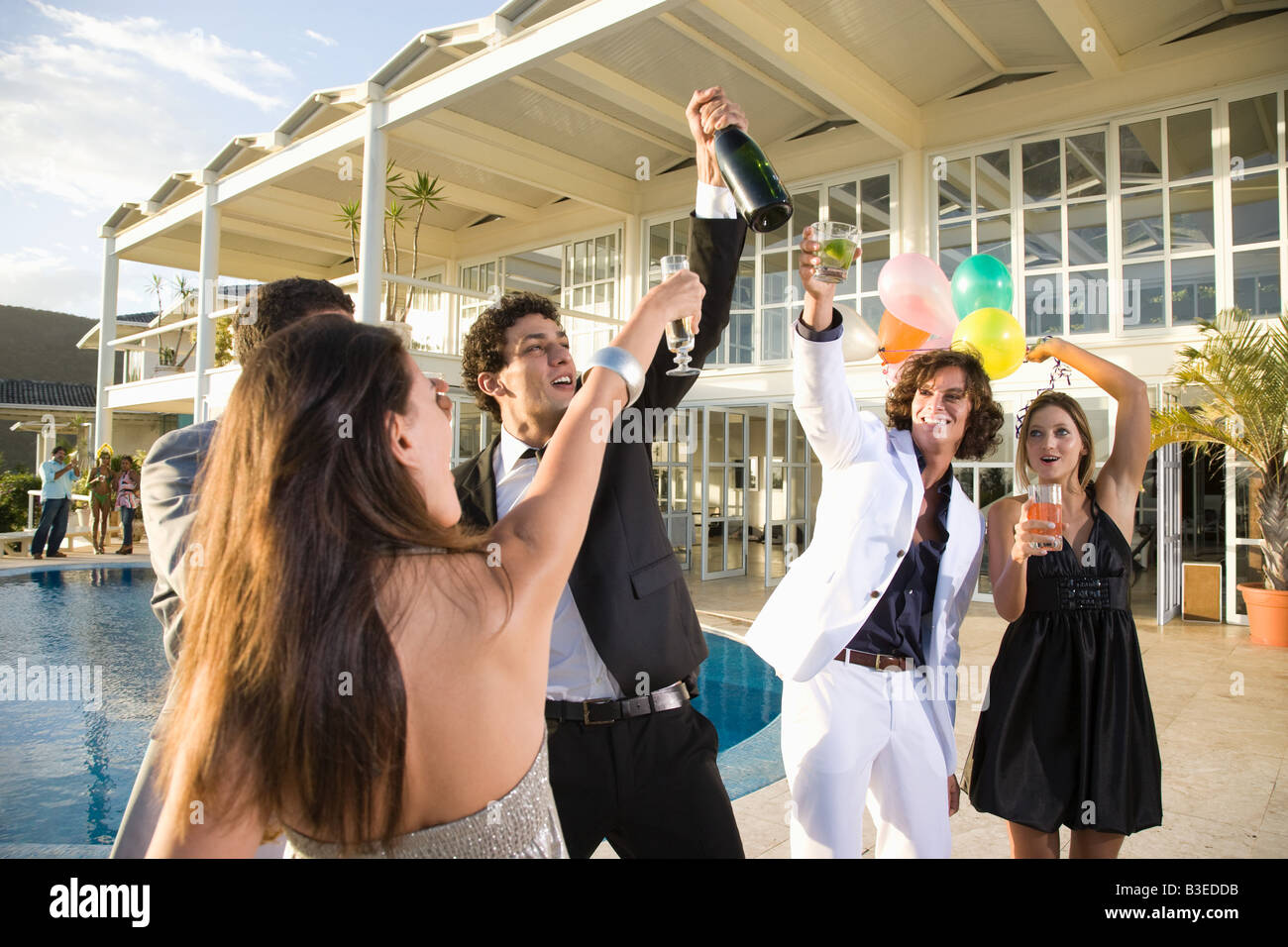 People having a pool party Stock Photo - Alamy