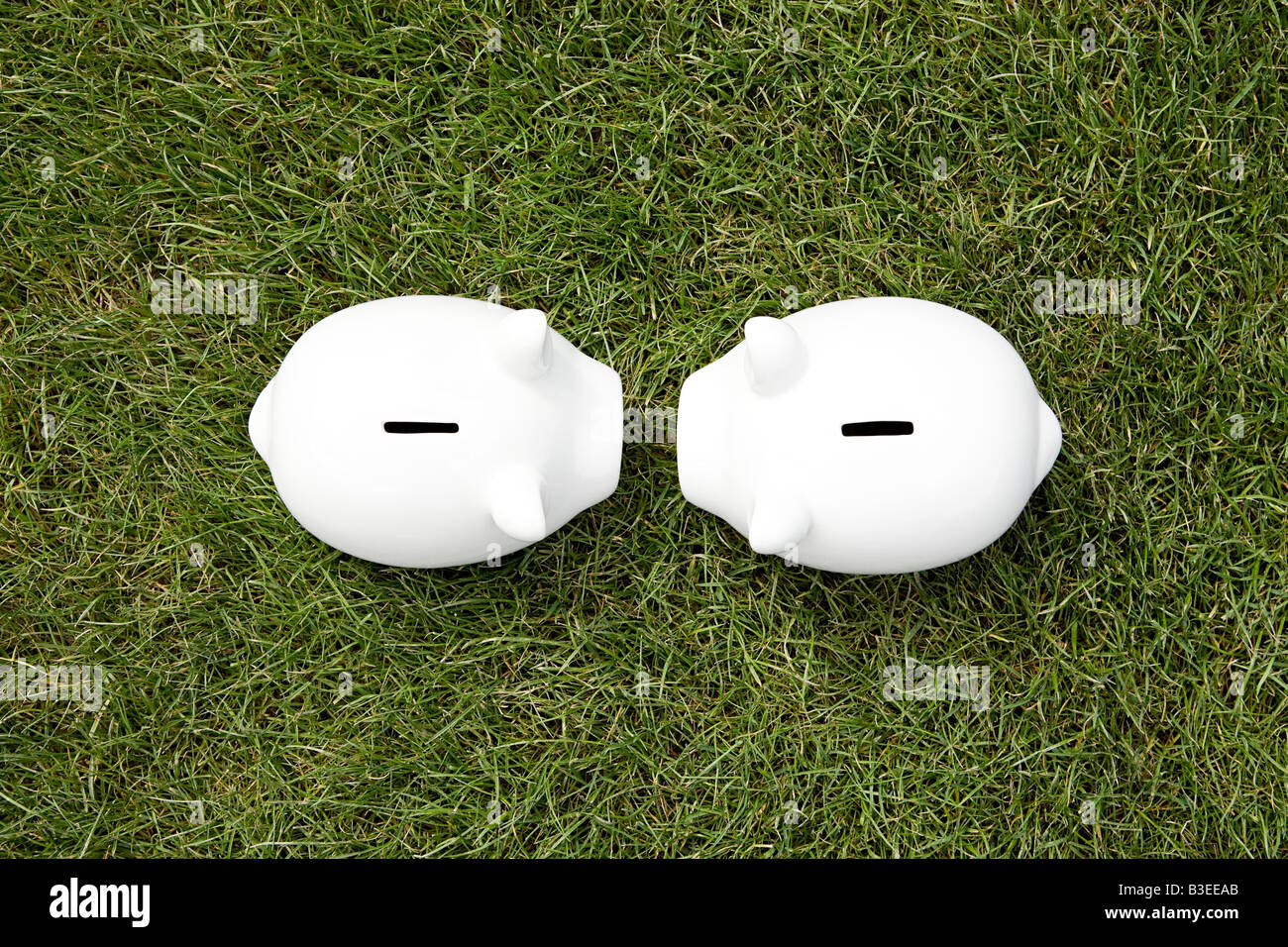 Two piggy banks face to face Stock Photo - Alamy