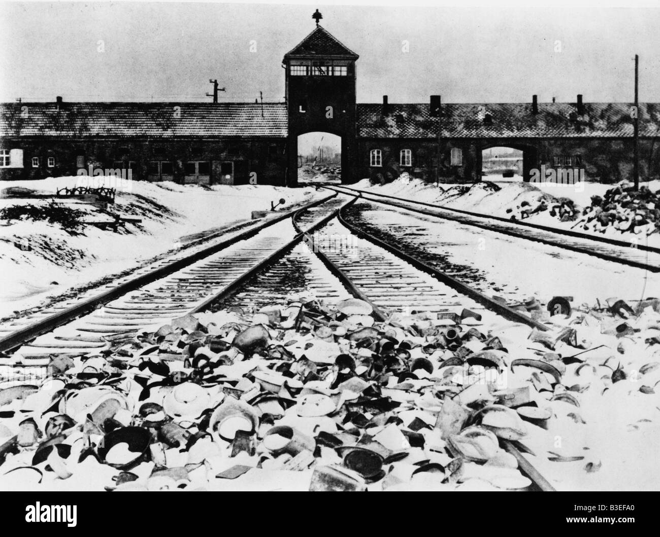 Railway entrance / Auschwitz / 1945 Stock Photo - Alamy