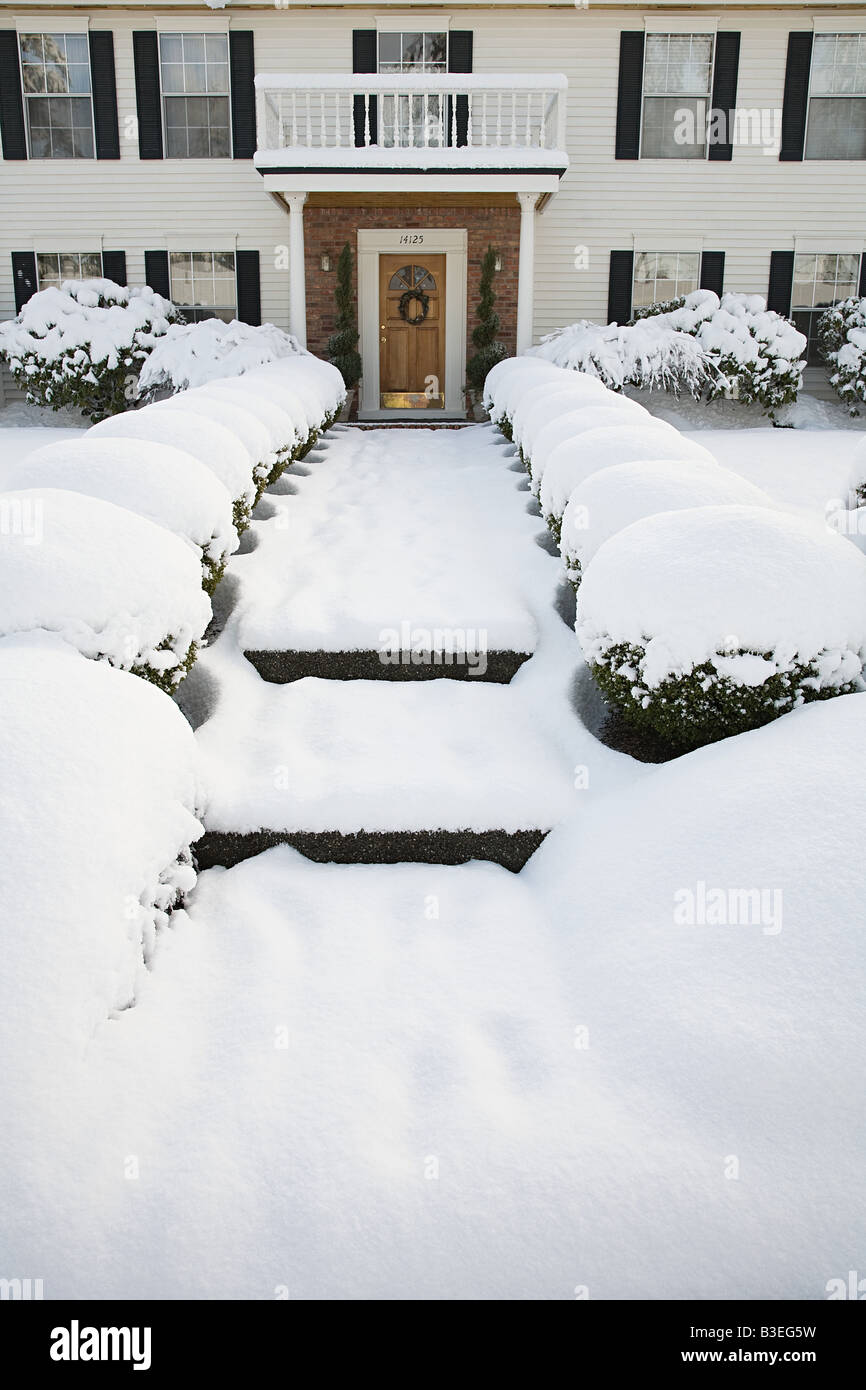 House and garden in the snow Stock Photo - Alamy