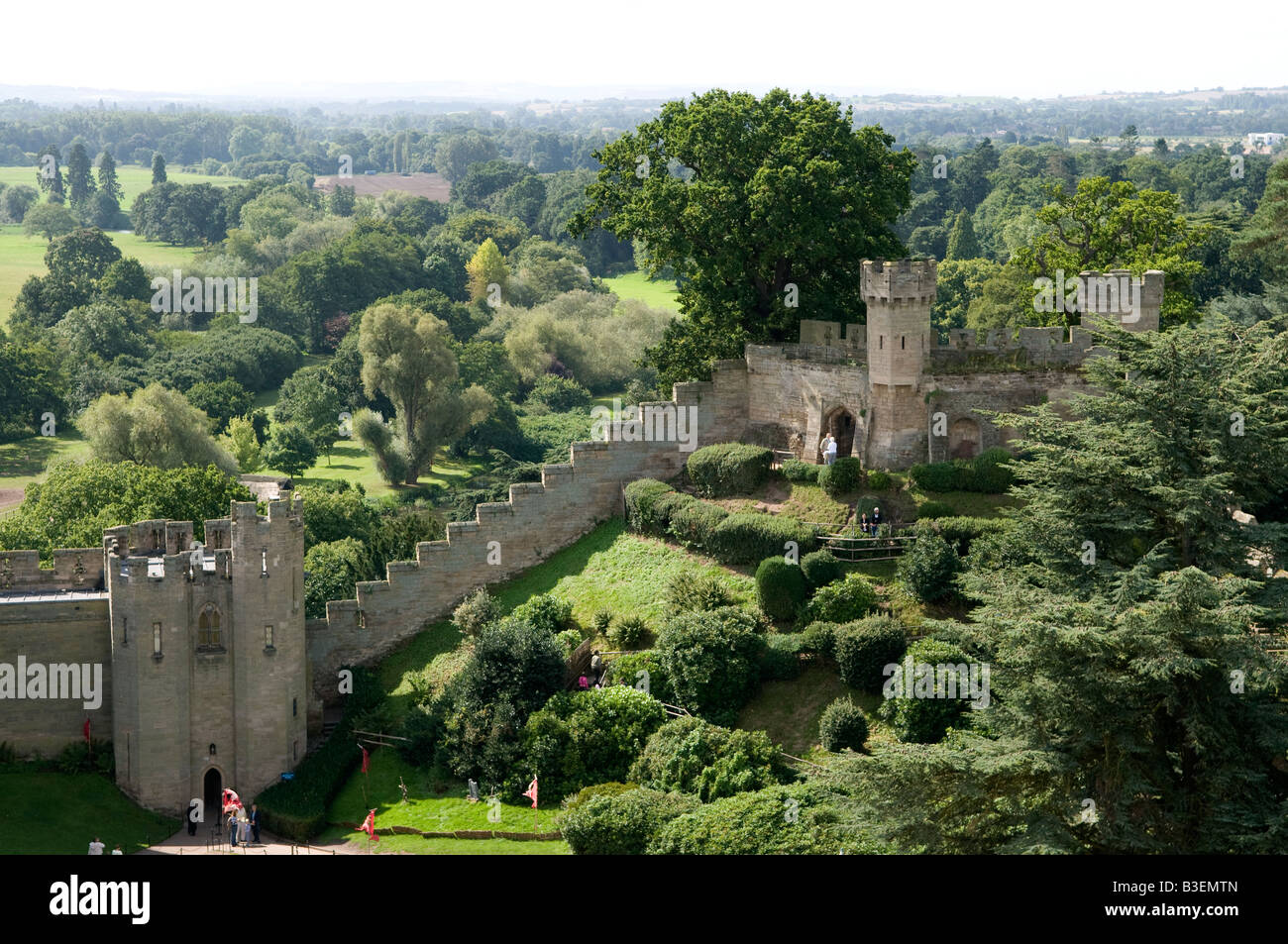 Aerial view of ramparts of Warwick Castle, England Stock Photo - Alamy