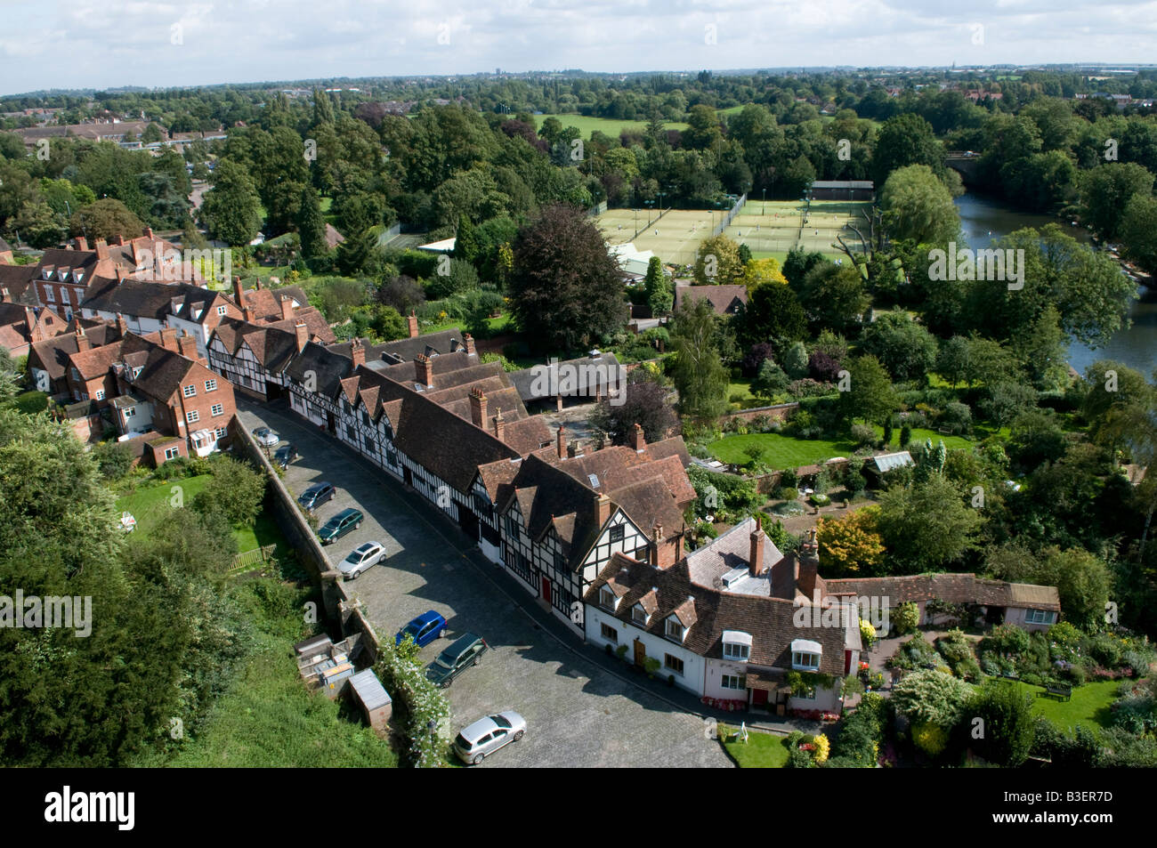 Aerial view of the City of Warwick, England Stock Photo - Alamy