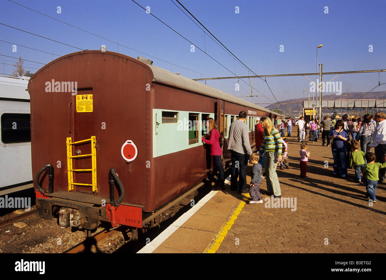 Tourists on classic steam train experience Stock Photo - Alamy
