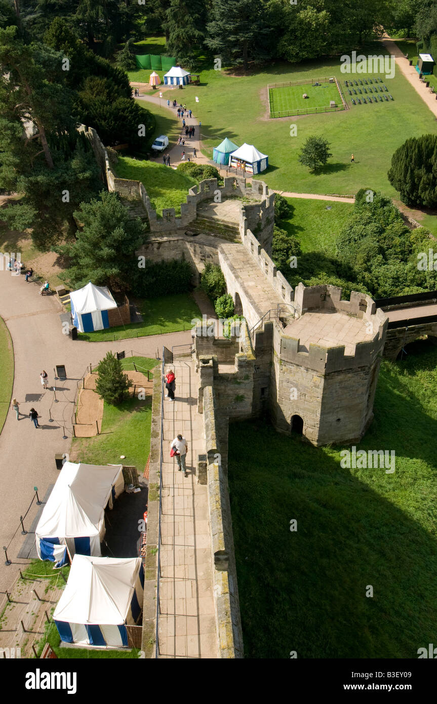 Aerial view of ramparts of Warwick Castle, England Stock Photo - Alamy