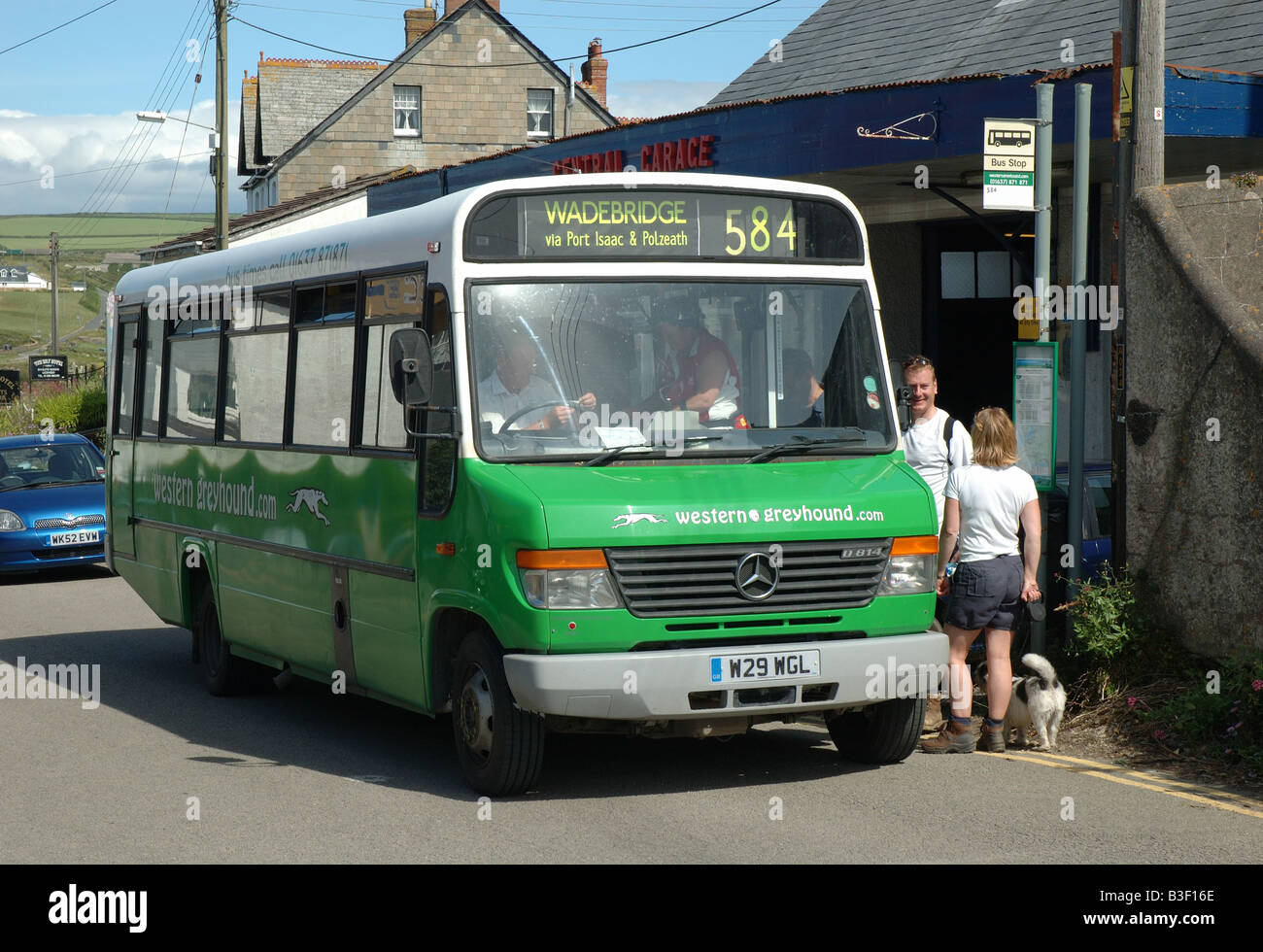 Western Greyhound bus, Port Issac, Cornwall, England, UK Stock Photo ...