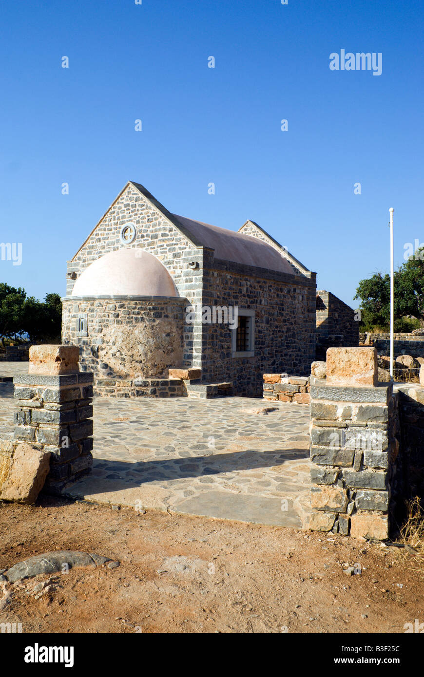 restored st fochas church kolokitha peninsula elounda crete greece ...