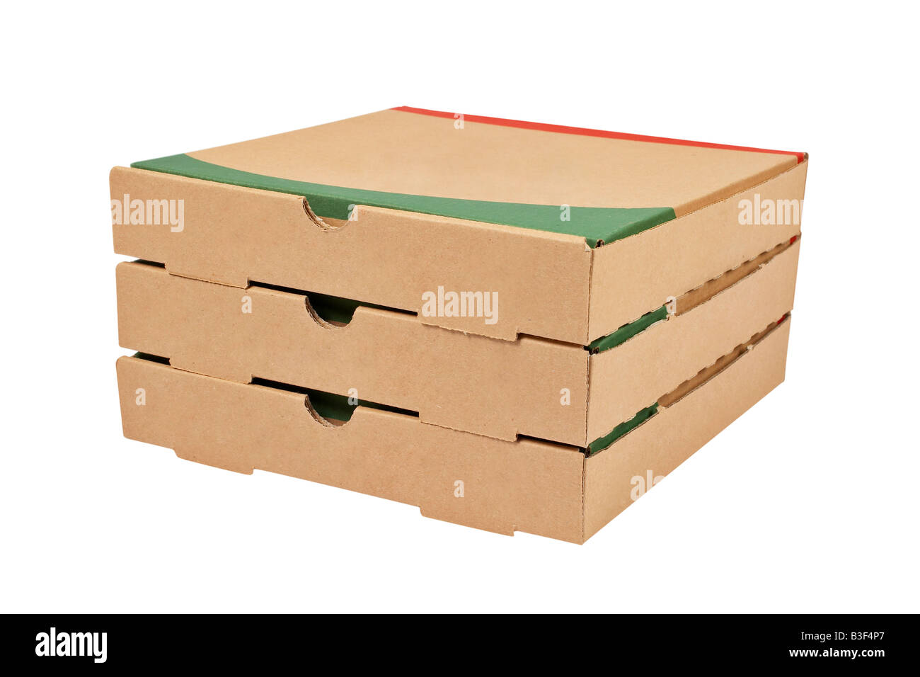 Three pizzas cardboard boxes isolated on white background Stock Photo ...