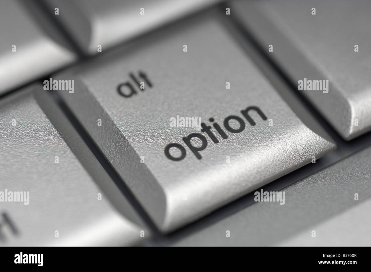 Silver computer keyboard, close-up of Option key Stock Photo - Alamy
