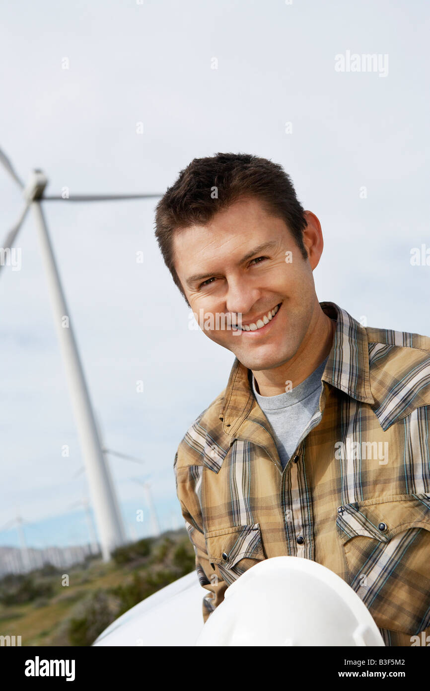 Engineer at wind farm, portrait Stock Photo - Alamy