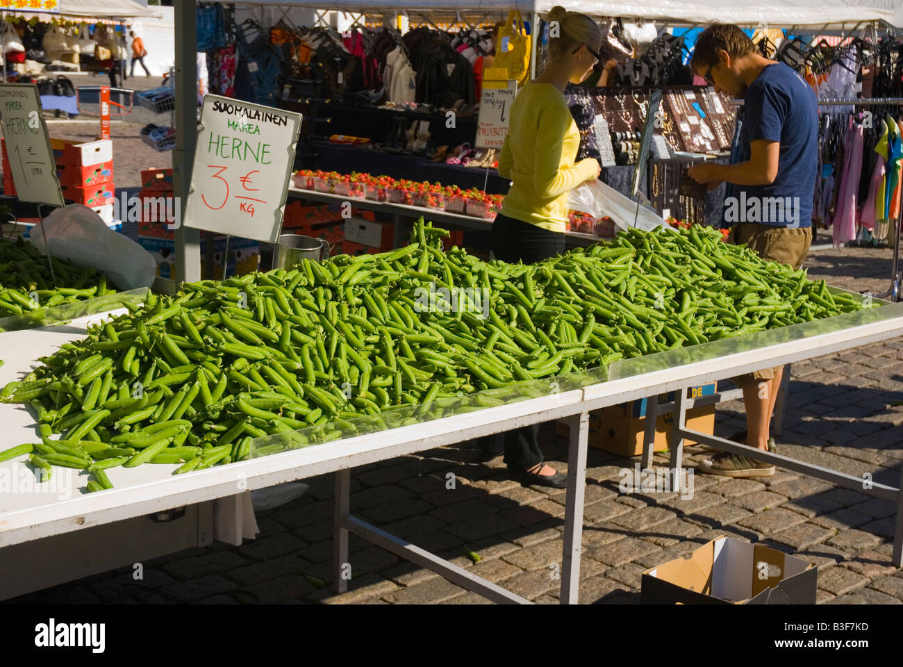 Pea pods at Turku market square in Turku Finland Europe Stock Photo - Alamy