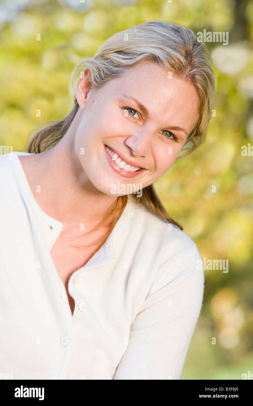 Woman outdoors smiling Stock Photo - Alamy
