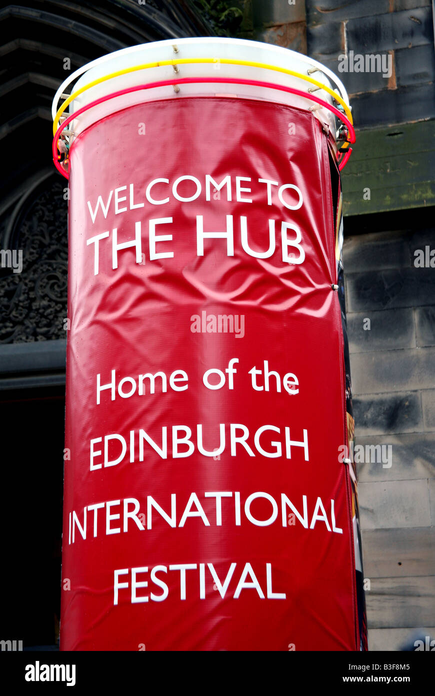 Sign outside The Hub, centre of Edinburgh International Festival Stock ...