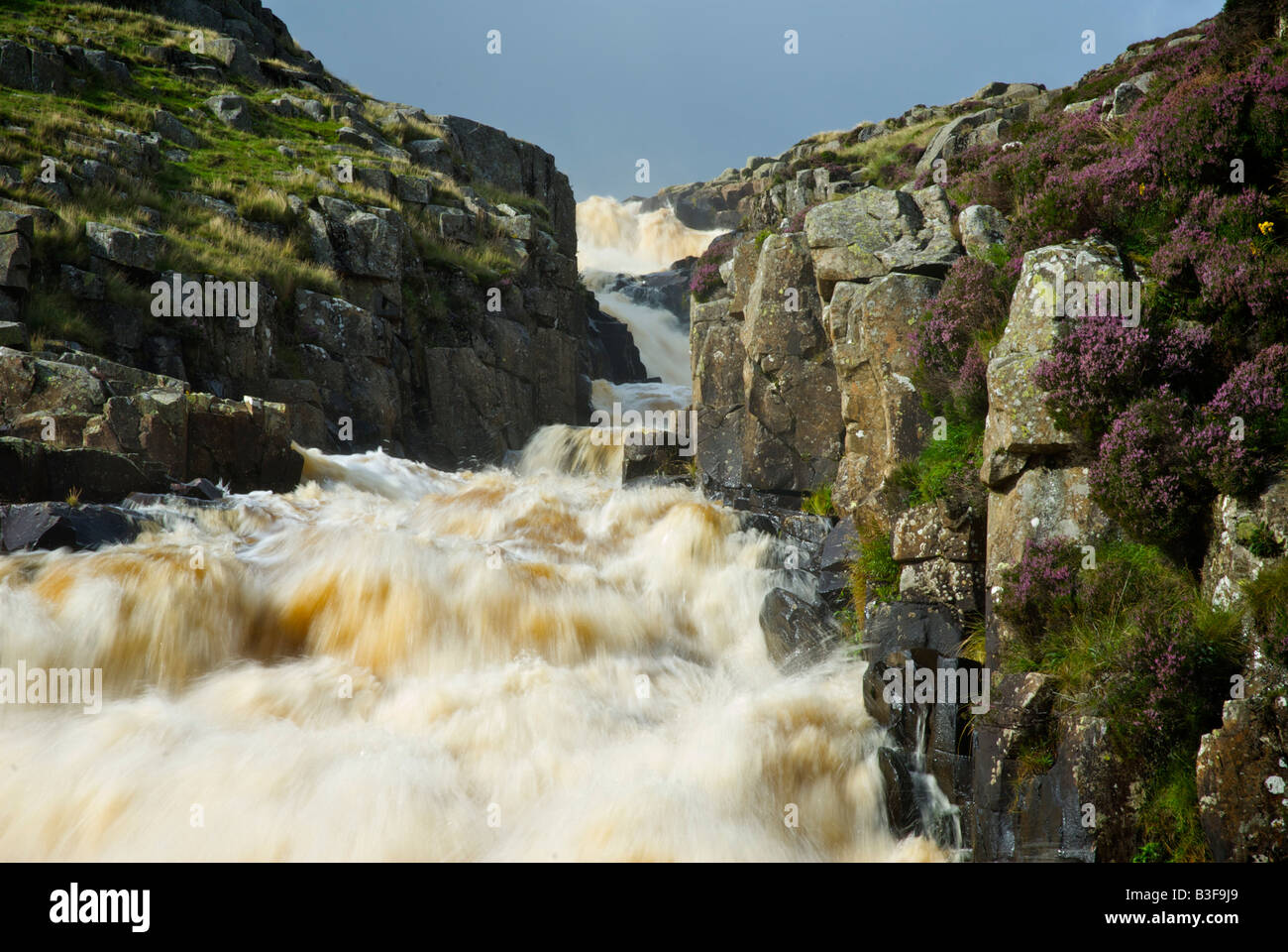 Cauldron Snout waterfall in spate, Teesdale, County Durham, England UK ...