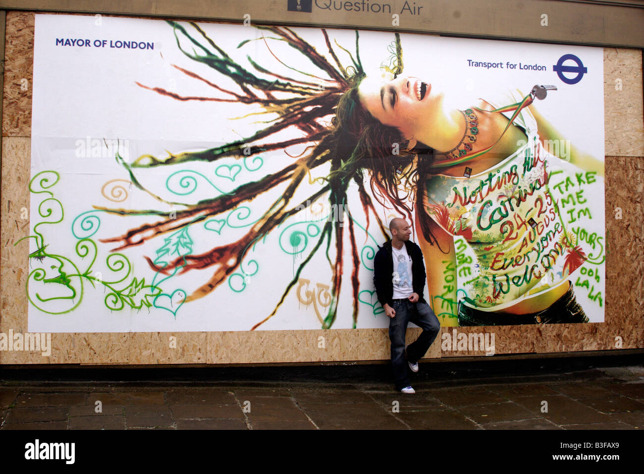 Giant poster of Notting Hill Carnival photographed at the Carnival ...