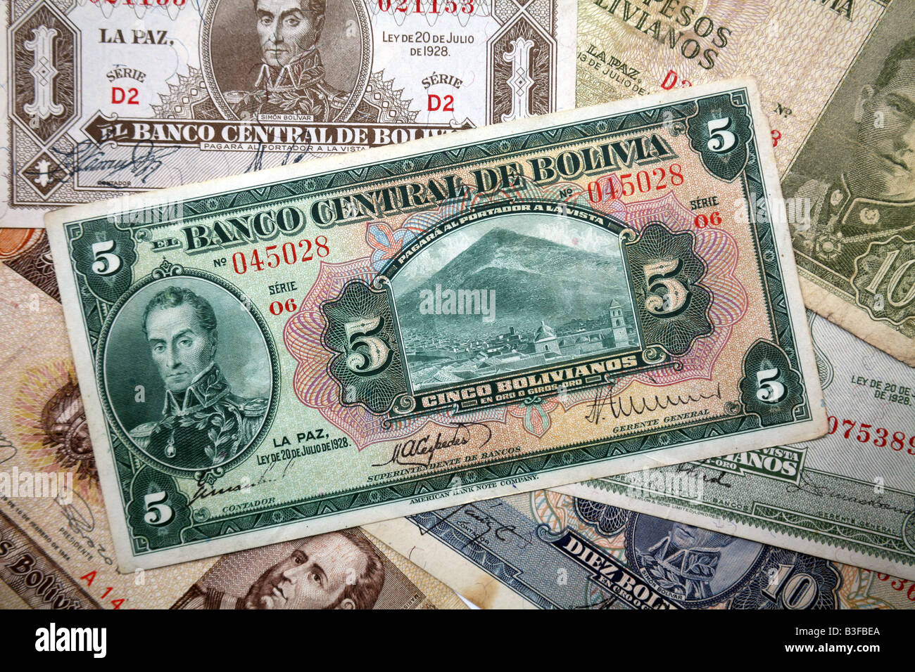 Old banknotes from Bolivia Bolivianos Cincuenta Stock Photo - Alamy