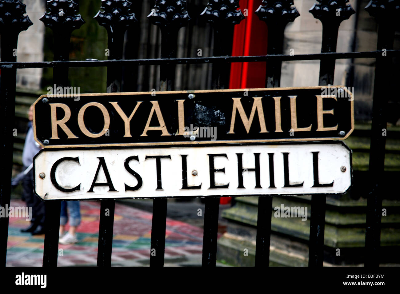 Castlehill street sign on Edinburgh's Royal Mile near the Castle Stock ...