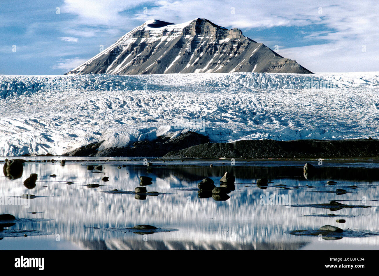 view of snow topped mountain in spitsbergen, svalbard, arctic Stock ...