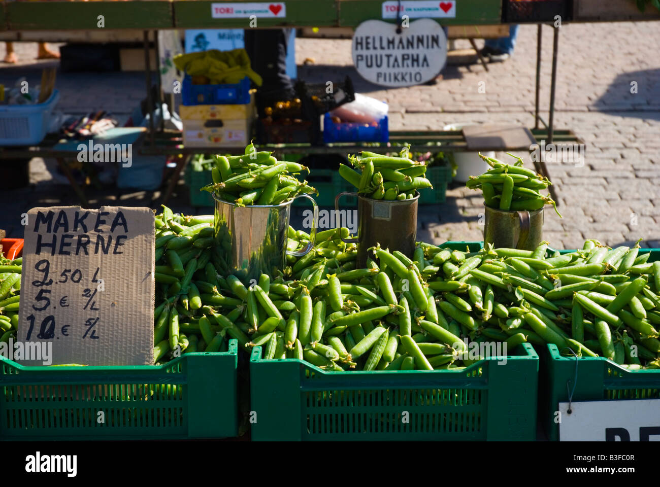Pea pods at Turku market square in Turku Finland Europe Stock Photo - Alamy
