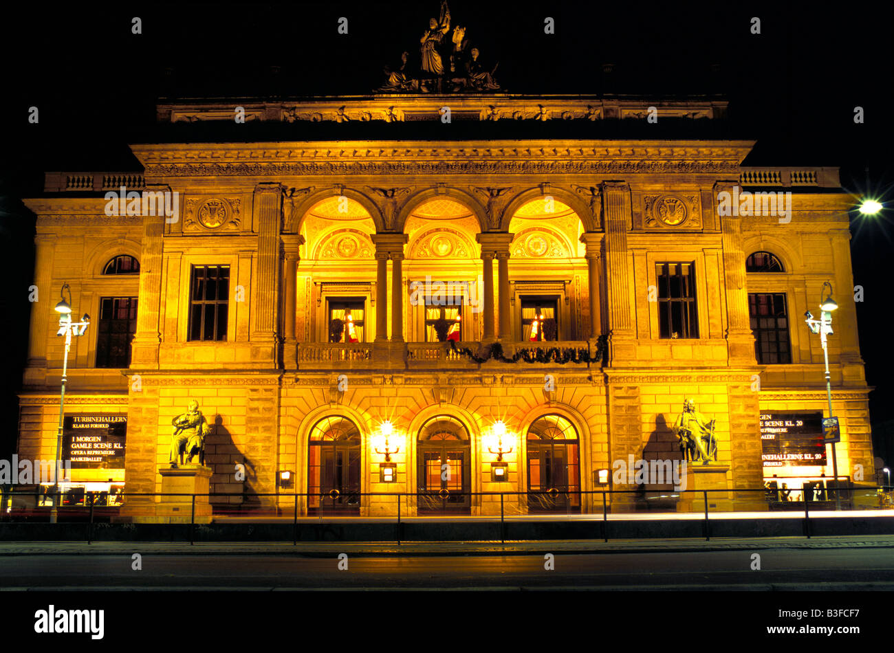 The Royal Danish Theatre at night, Kongens Nytorv Copenhagen Denmark ...