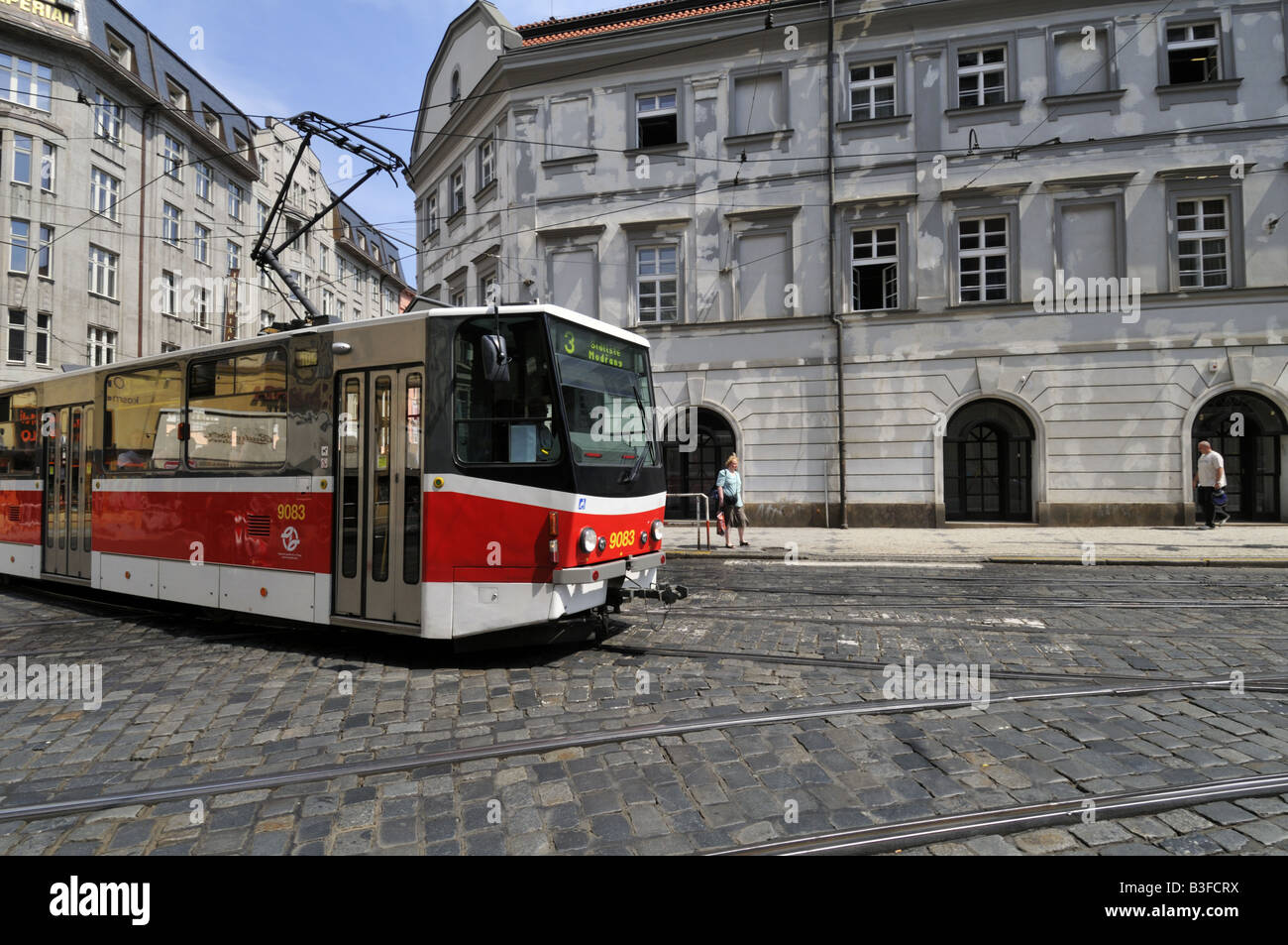 Prague number three tram on Havlickova street Stock Photo - Alamy
