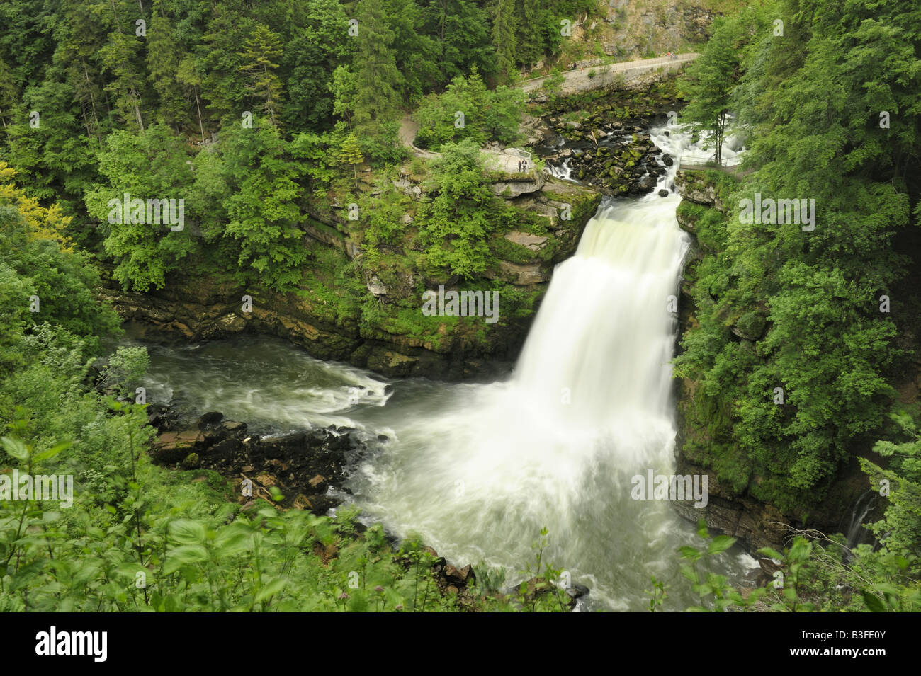 The Saut de Doubs, on the River Doubs, from the French side Stock Photo ...