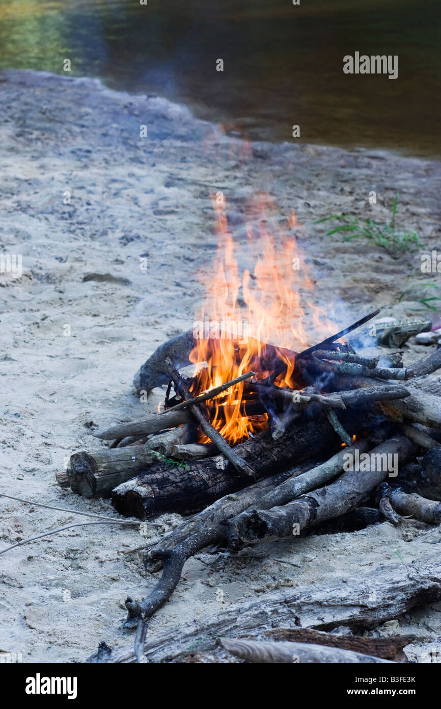 campfire at river Stock Photo - Alamy
