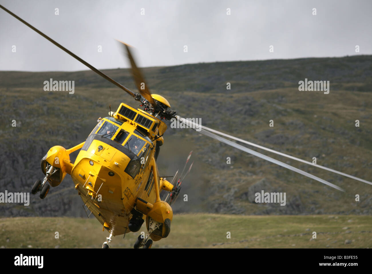 RAF Westland Sea King rescue helicopter on training rescue flight,Snowdonia Nation Park,Wales ...