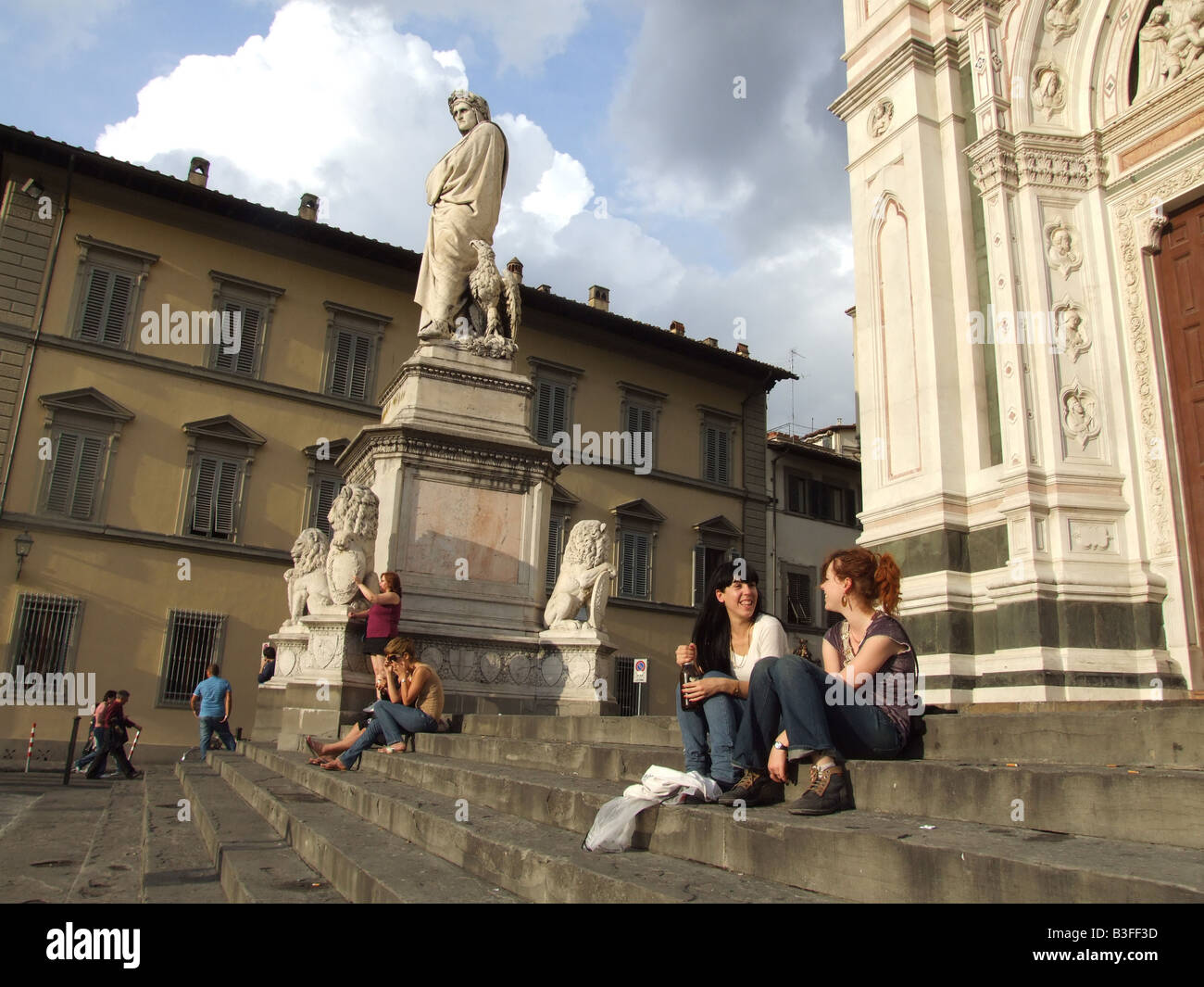 dante alighieri statue by santa croce church in florence, italy Stock ...