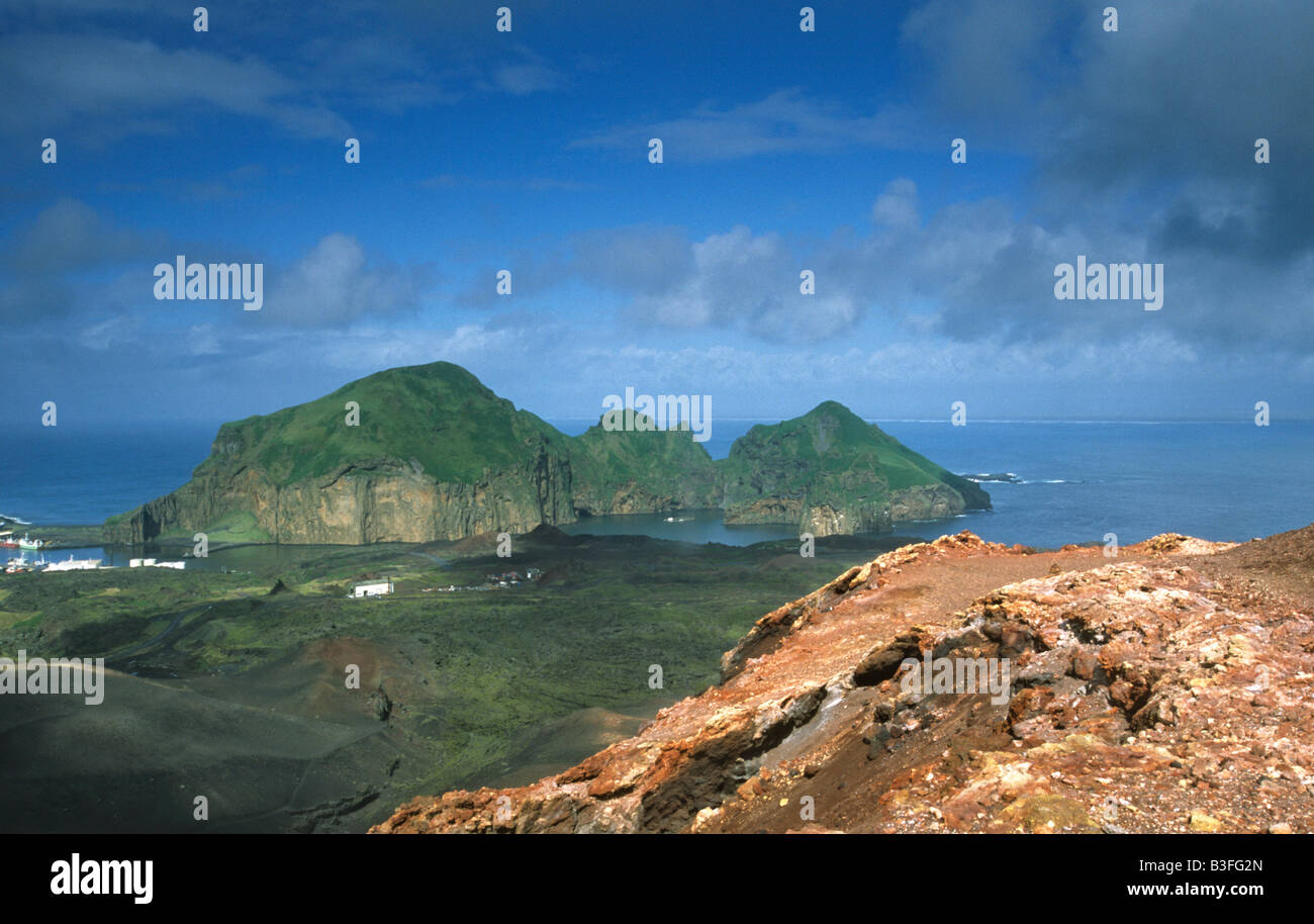 Heimaey Iceland view from Eldfell volcano, Westmann Islands, Iceland ...