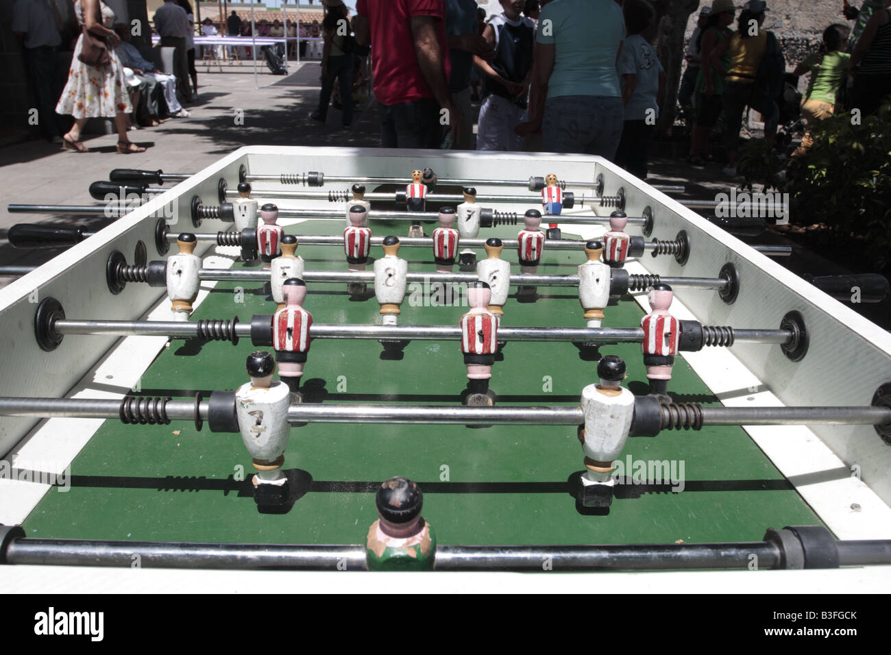 Table football soccer game on the terrace of a bar in Chirche Tenerife ...