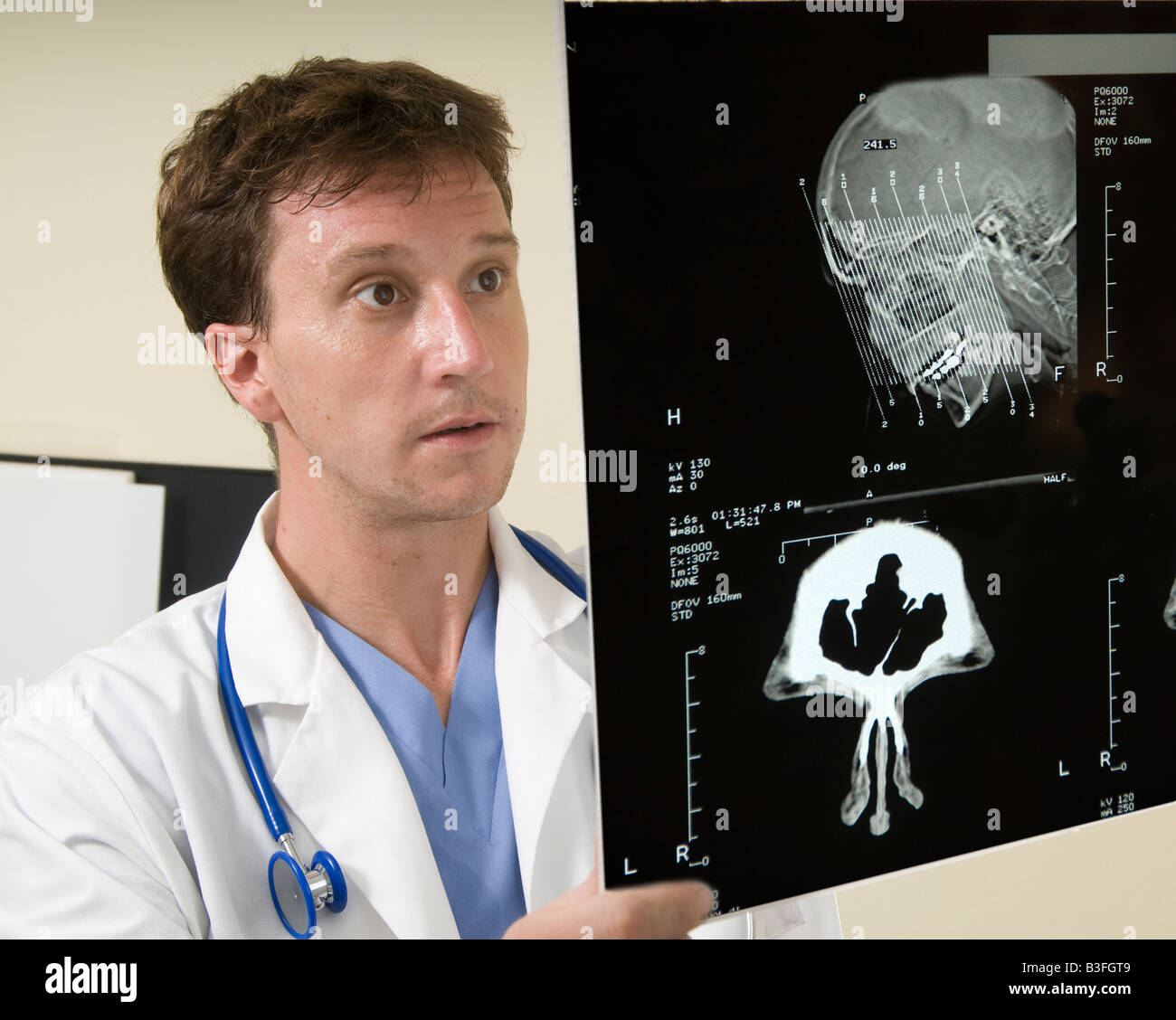 Young caucasian male Doctor examining a patients x ray Stock Photo - Alamy