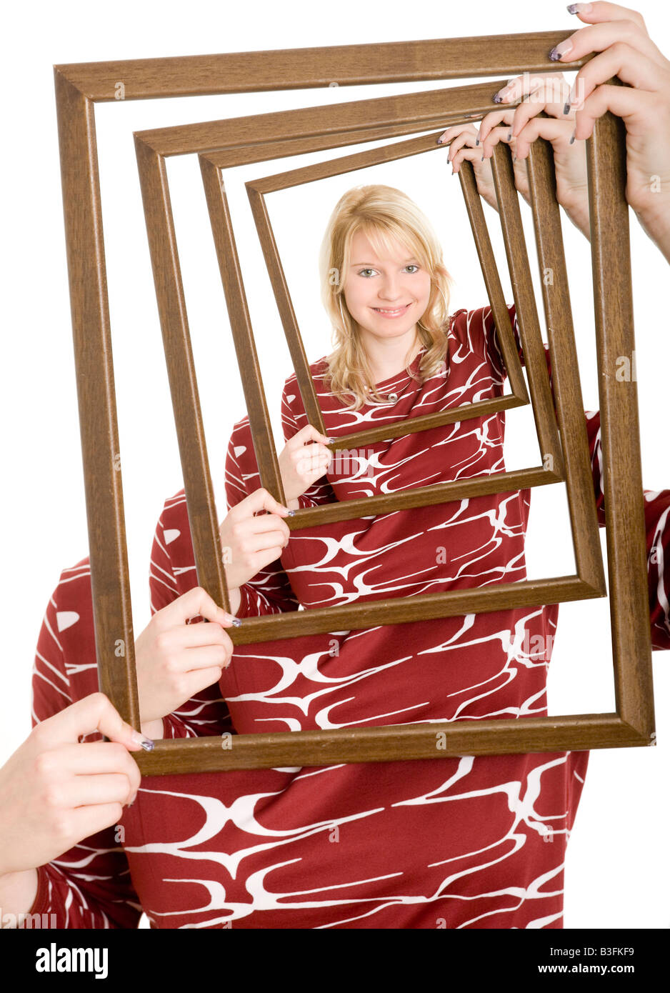 girl with picture frames Stock Photo - Alamy