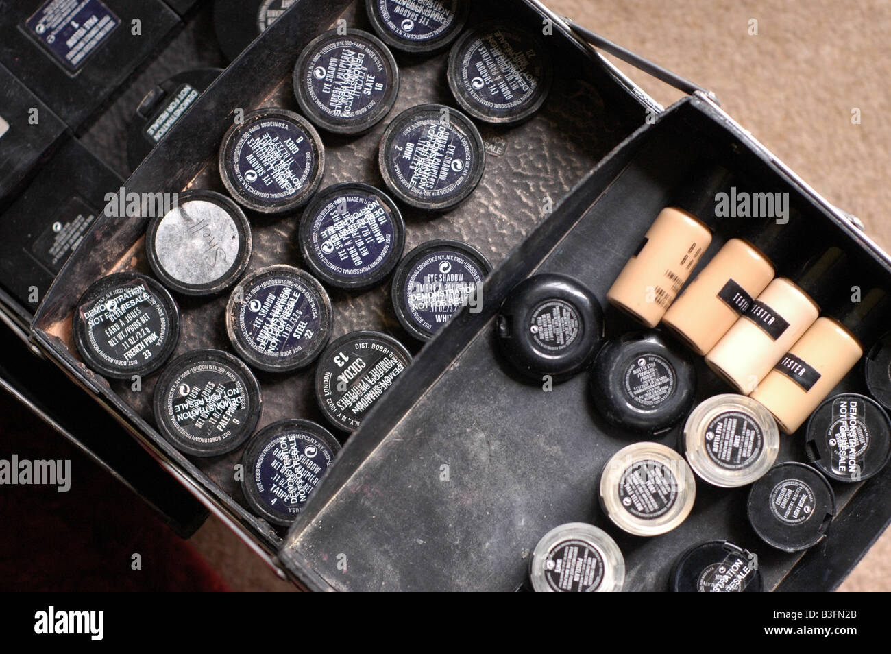 Assorted make-up in a professionals make-up kit. Landscape Stock Photo ...