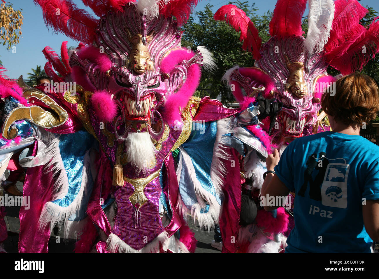 Carnival participants dressed up as Diablos Cojuelo performing during ...