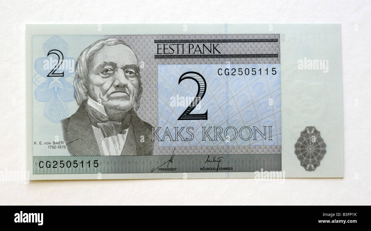 Estonia 2 Two Krooni Bank Note Stock Photo - Alamy