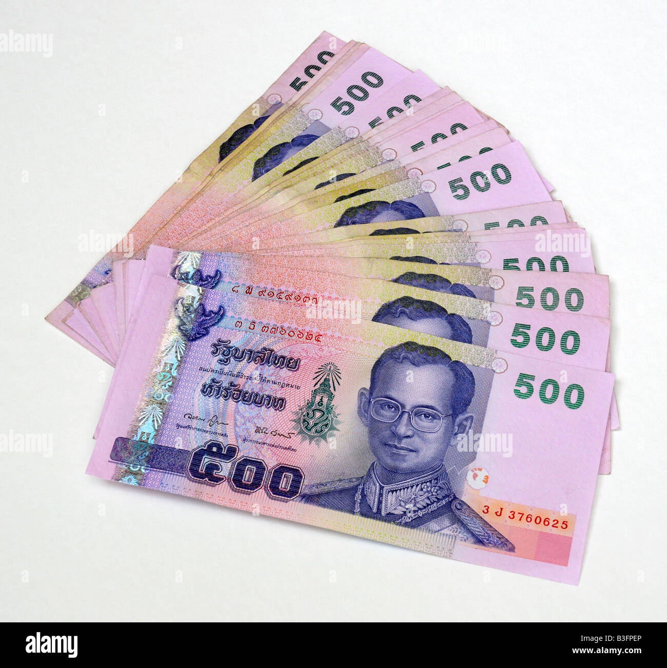 Thailand 500 Five Hundred Baht Banknotes Stock Photo - Alamy