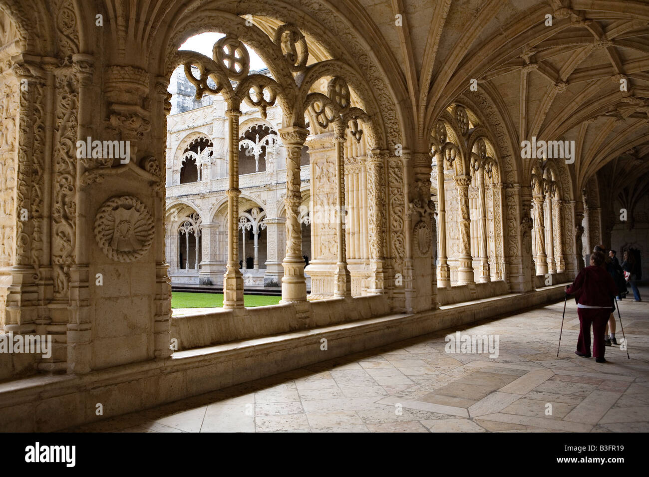 Square cloister in the Hieronymites Monastery Jeronimus monastery Belem ...