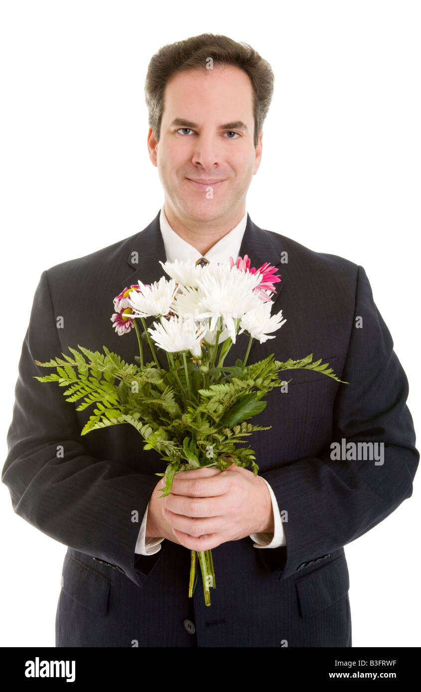 man with flowers Stock Photo - Alamy