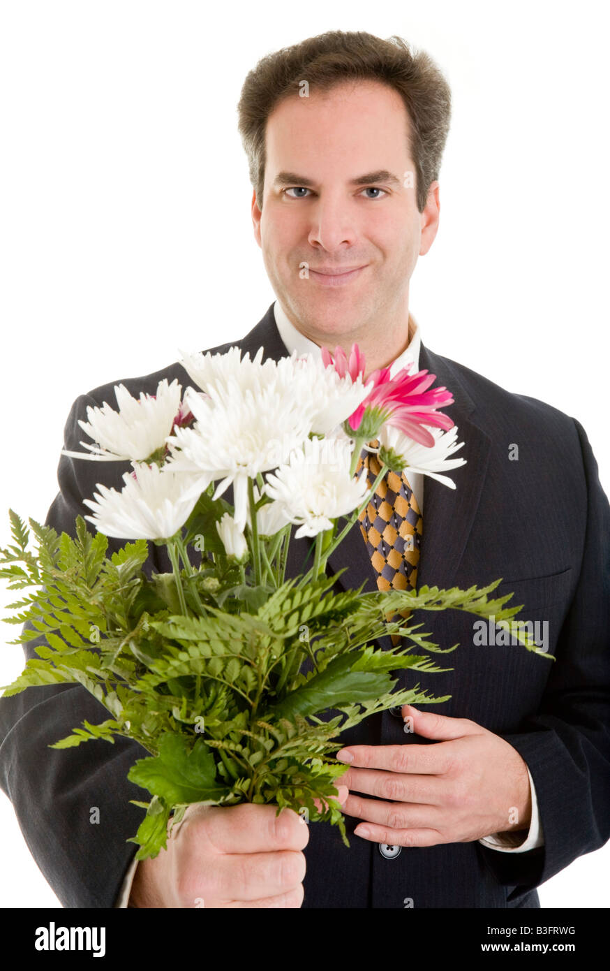 man with flowers Stock Photo - Alamy
